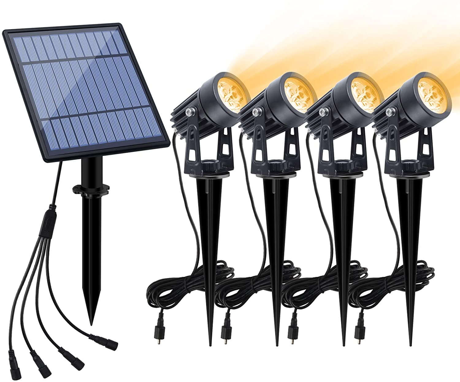 Focos solares Luces de paisaje Foco solar exterior de bajo voltaje IP65 ...