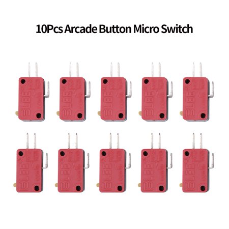 Keenso Arcade Button Micro Switch 10x Red 3 Pins Push Button Micro Switch Replacement | Walmart ...