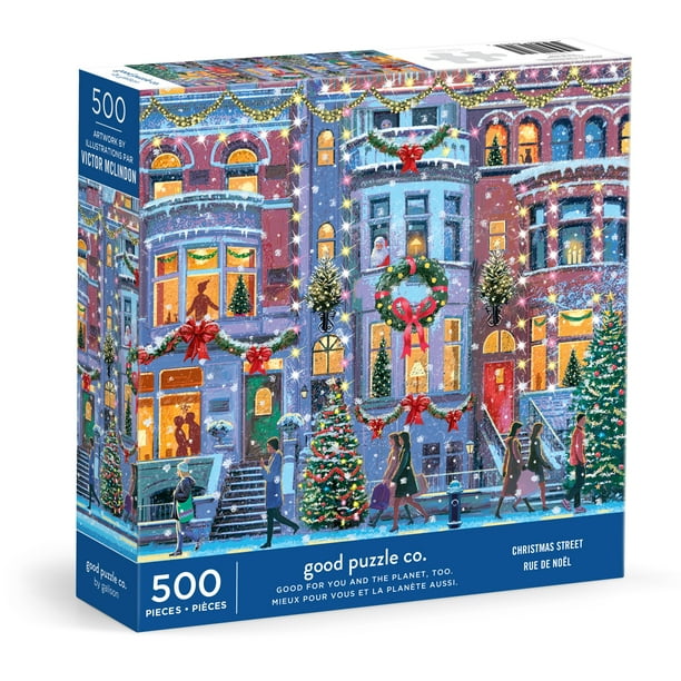 Good Puzzle Co. 500-Piece Christmas Street Cardboard Jigsaw Puzzle ...