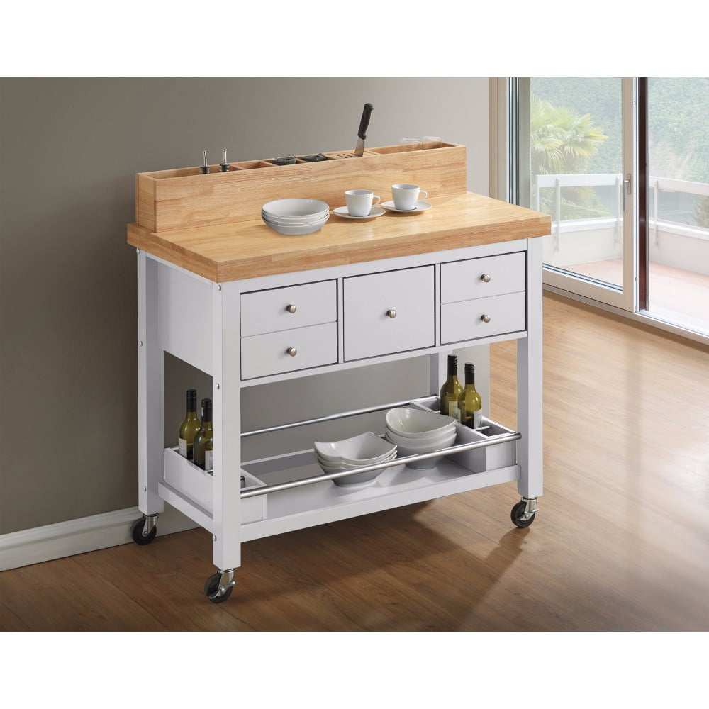 Kitchen Island with Casters, White - Walmart.com