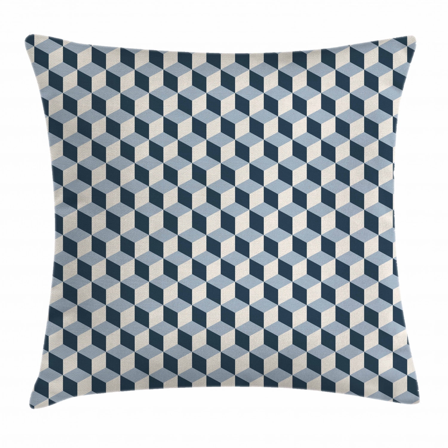 Retro Throw Pillow Cushion Cover, 3D Style Cubes Squares Pattern ...
