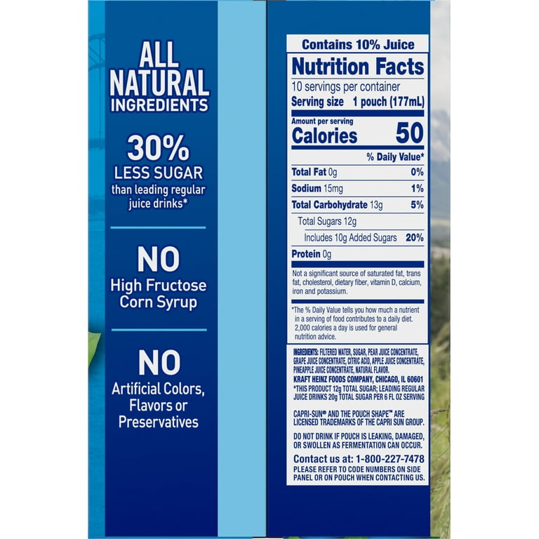 Capri Sun Nutrition Label