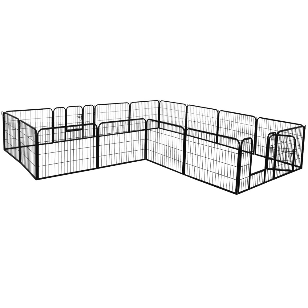 Yaheetech 24''H 48 Panels Metal Dog Playpen Outdoor Indoor Fence Pen ...