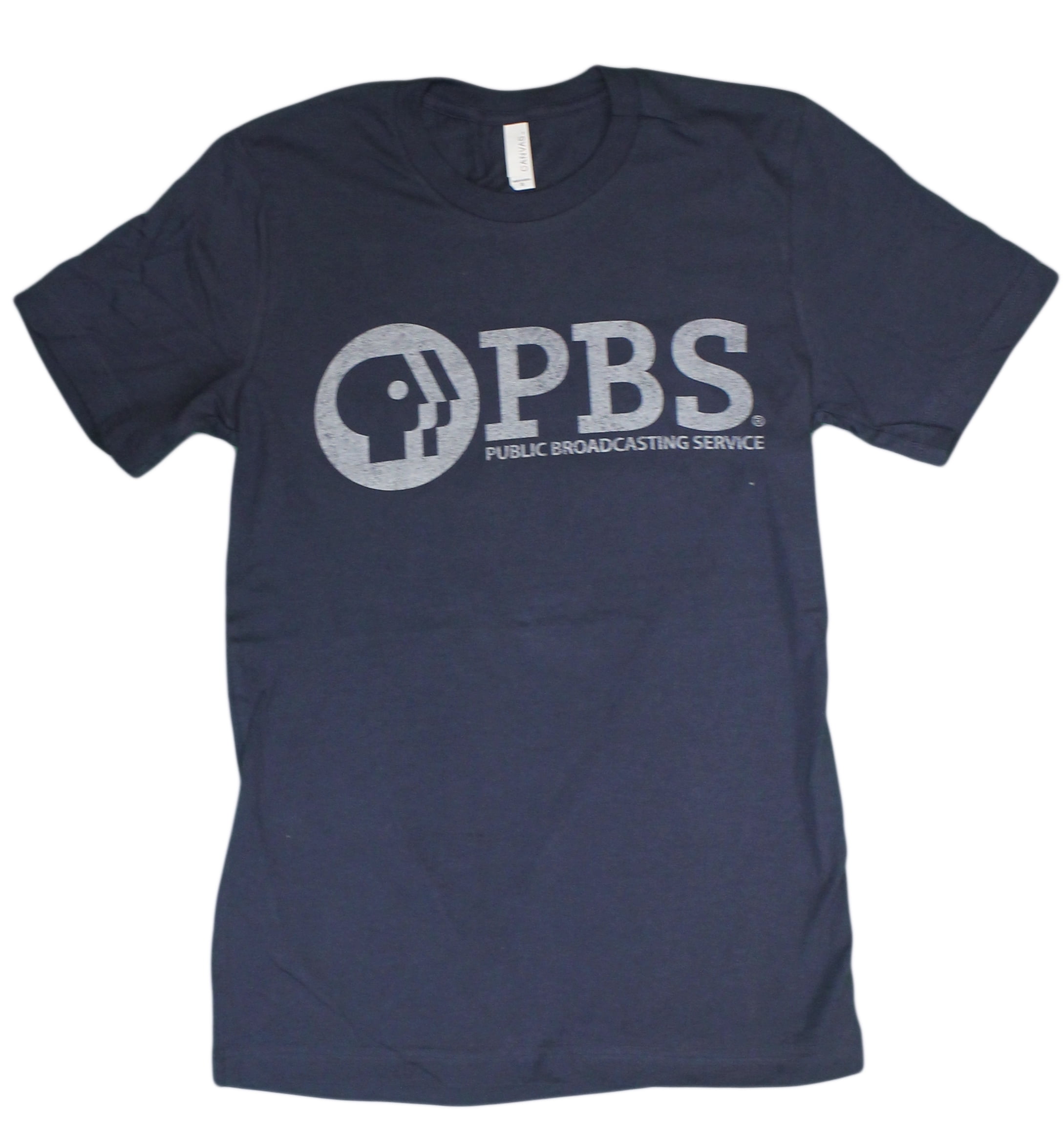 PBS Public Broadcasting Service Horiz Logo Distressed Men's T-Shirt ...