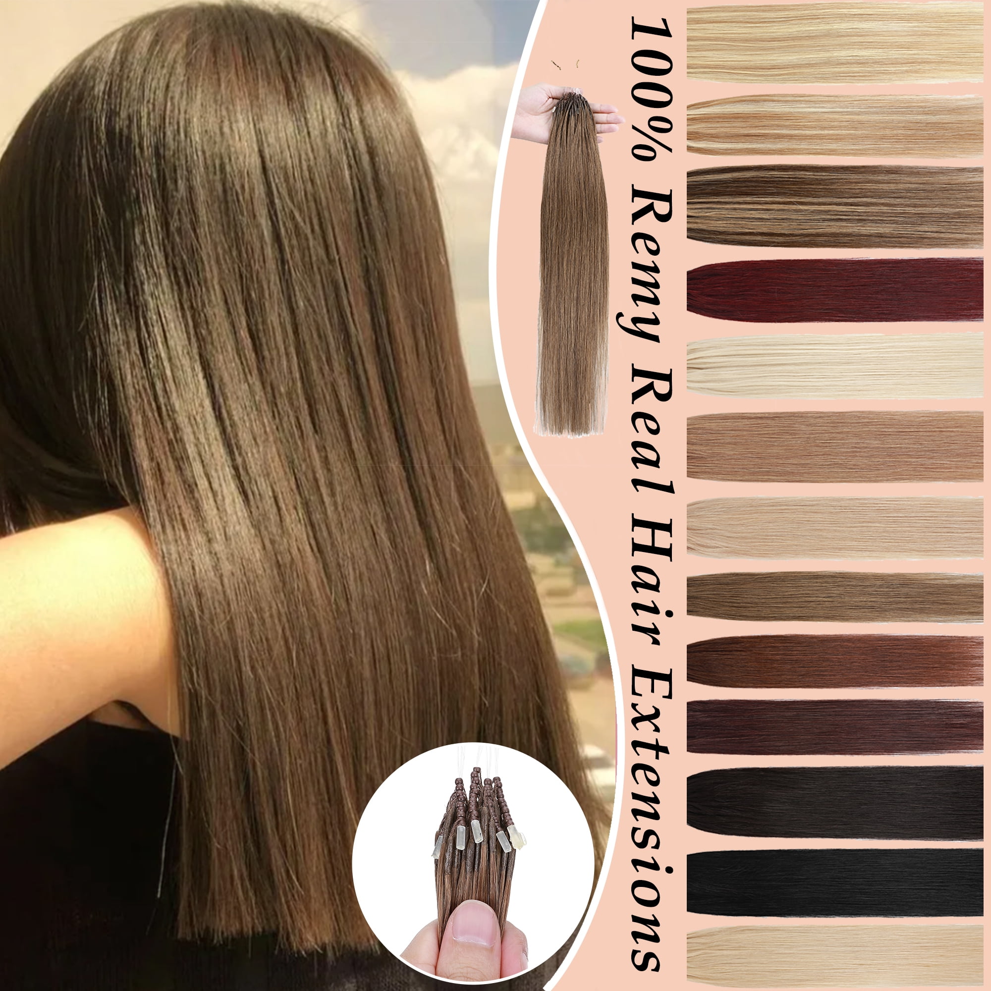 MY-LADY 50strands/set 100% Remy Human Hair Micror Loop Extensions ...