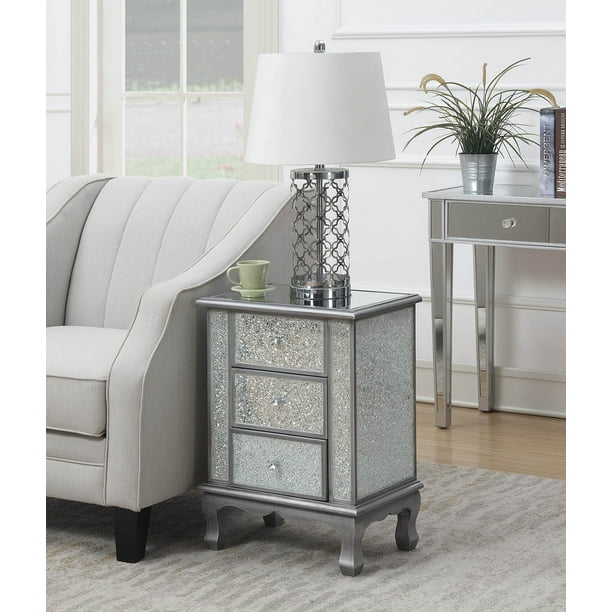 Convenience Concepts Gold Coast Vineyard 3-Drawer Mirrored End Table ...
