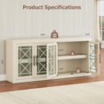 71 Inch White 4 Glass Door Tall Buffet Sideboard, Large Storage Coffee ...