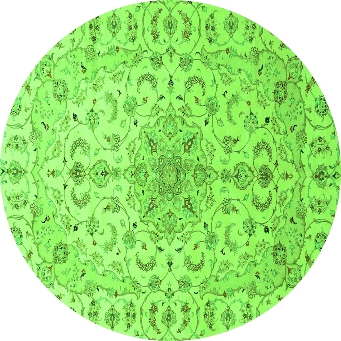 Ahgly Company Indoor Round Medallion Green Traditional Area Rugs, 6 ...