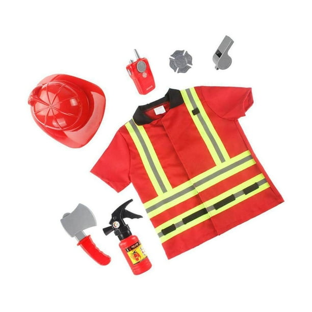 Children Fireman Costume Set Fire Fighter Tools Role Play Cosplay ...