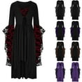 UPPADA Womens Gothic Dress Plus Size Flare Sleeve Dress Skull Lace ...