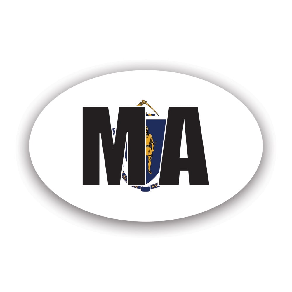 Massachusetts Flag Oval Sticker Decal - Self Adhesive Vinyl ...