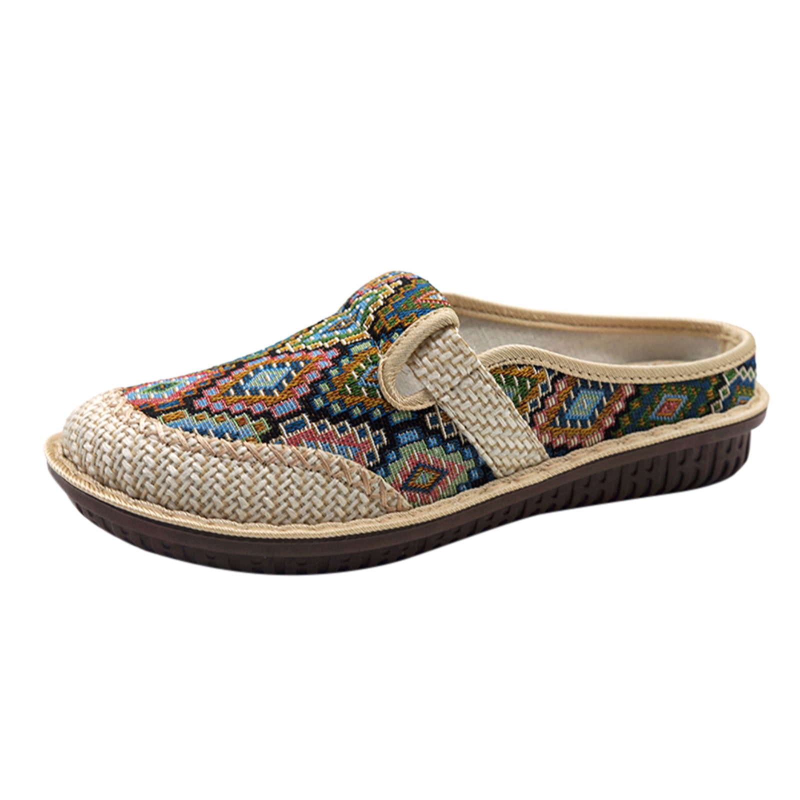 Youmylove Women Flat Shoes Women Half Bag Embroidered Casual Shoes Lazy ...