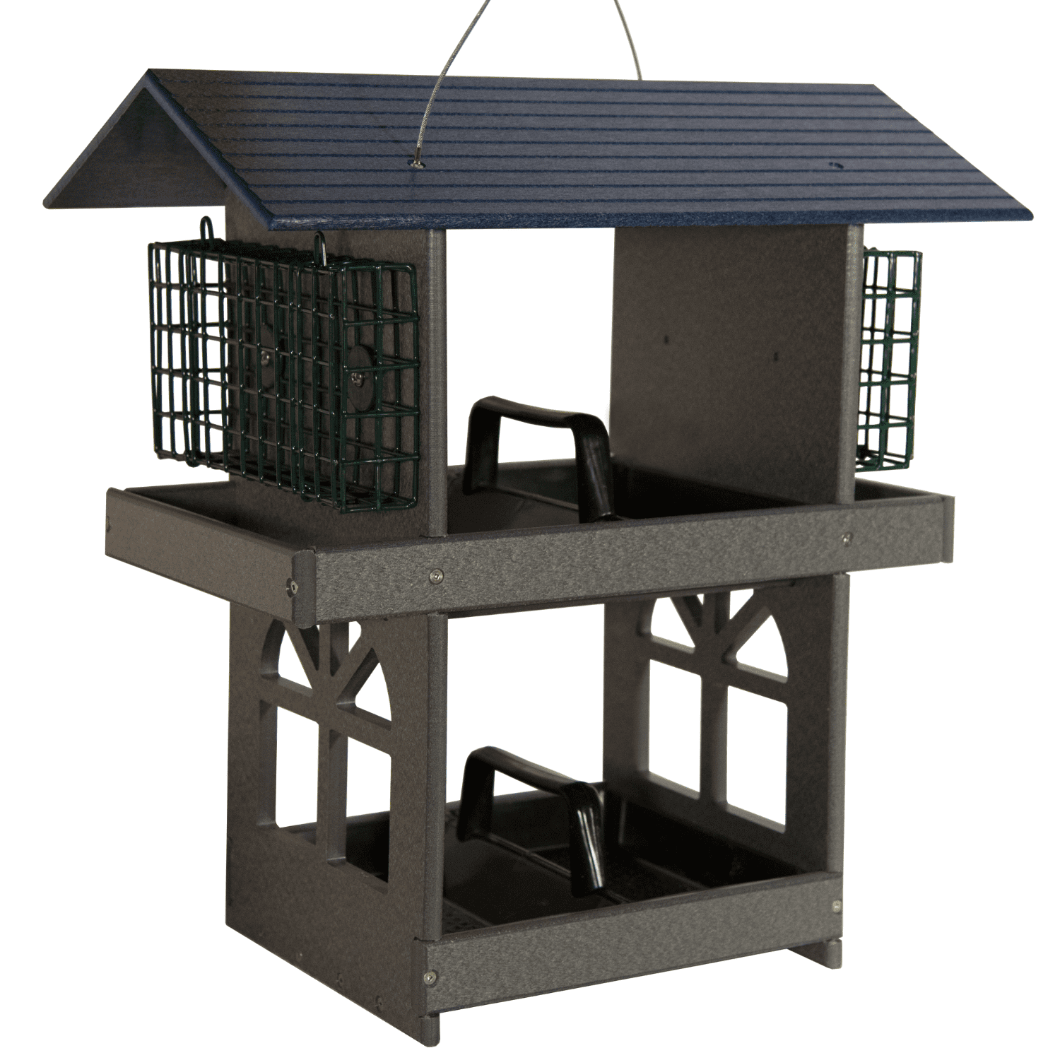(Blue/Gray) JCs Wildlife Double Fly Thru Feeder with Suet Cages ...