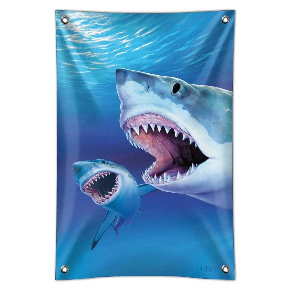 Great White Sharks Ocean Pair Scuba Diving Home Business Office Sign ...