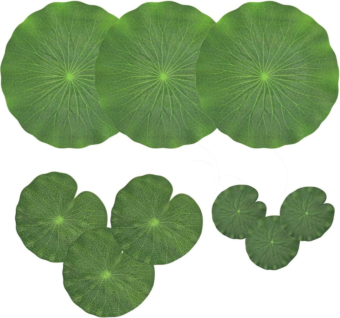 NAVADEAL Pack of 9 Artificial Floating Foam Lotus Leaves | Water Lily ...