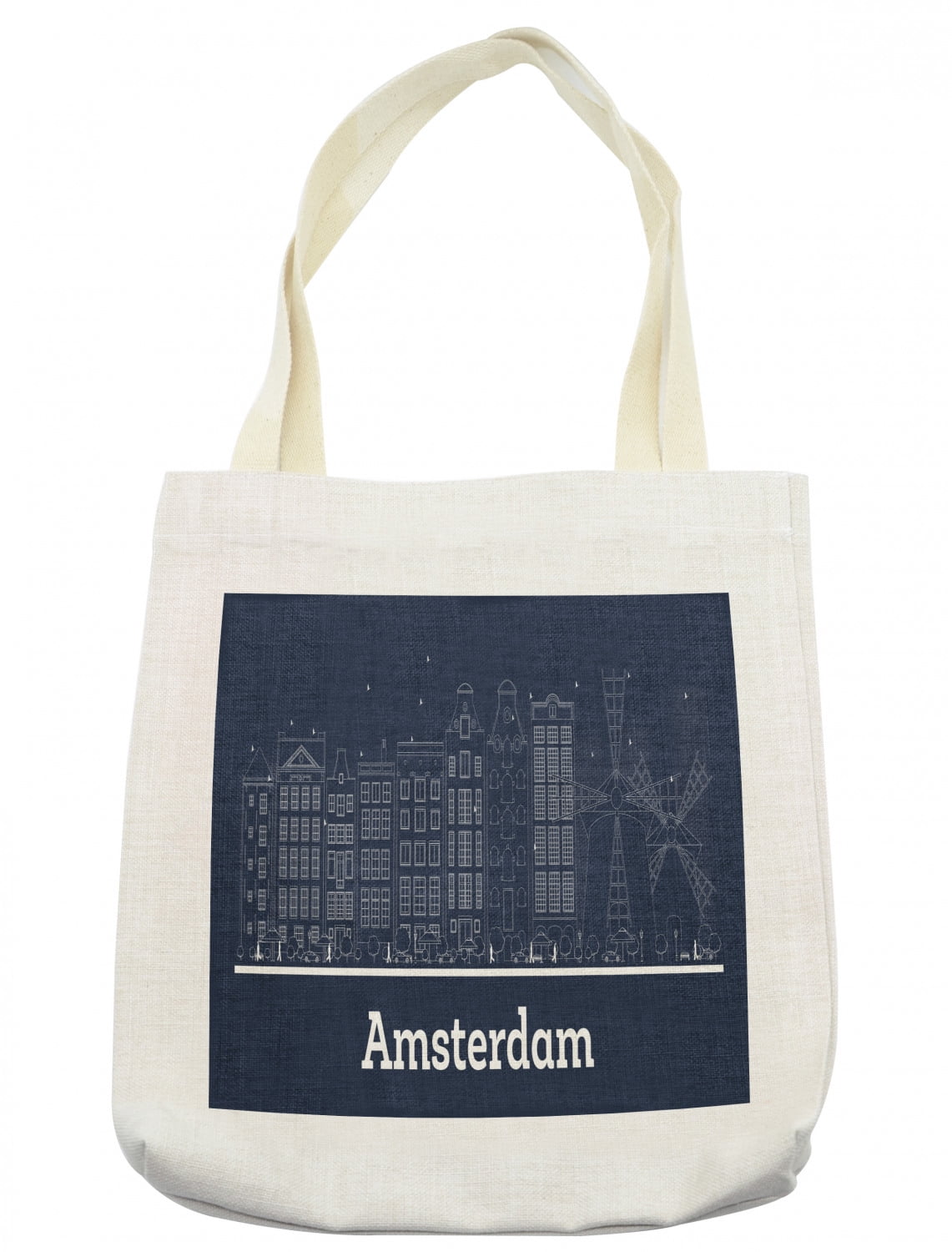 Amsterdam Tote Bag, Monochrome Design of the City Outline Drawing ...