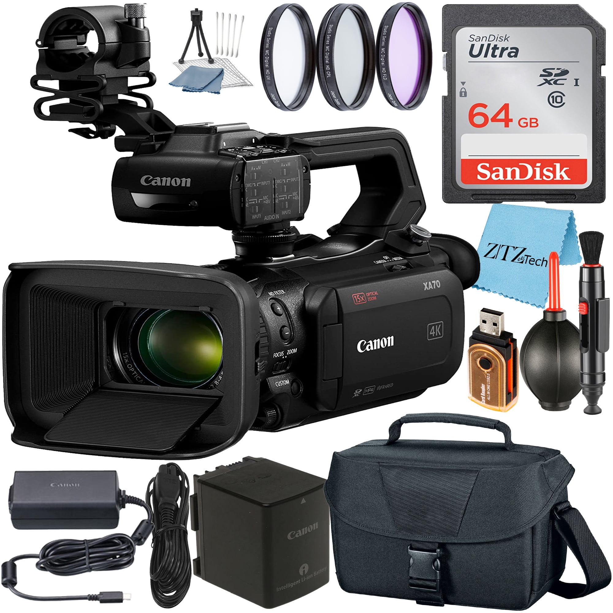 Canon XA70 UHD 4K30 Camcorder with Dual-Pixel Autofocus + SanDisk 64GB ...