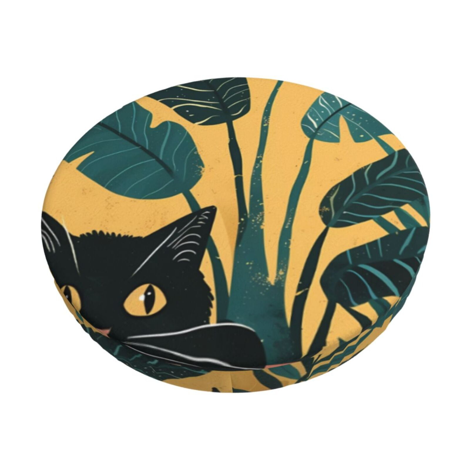 Disketp Cat Hiding In Potted Plants Funda Redonda para Taburete, Funda ...