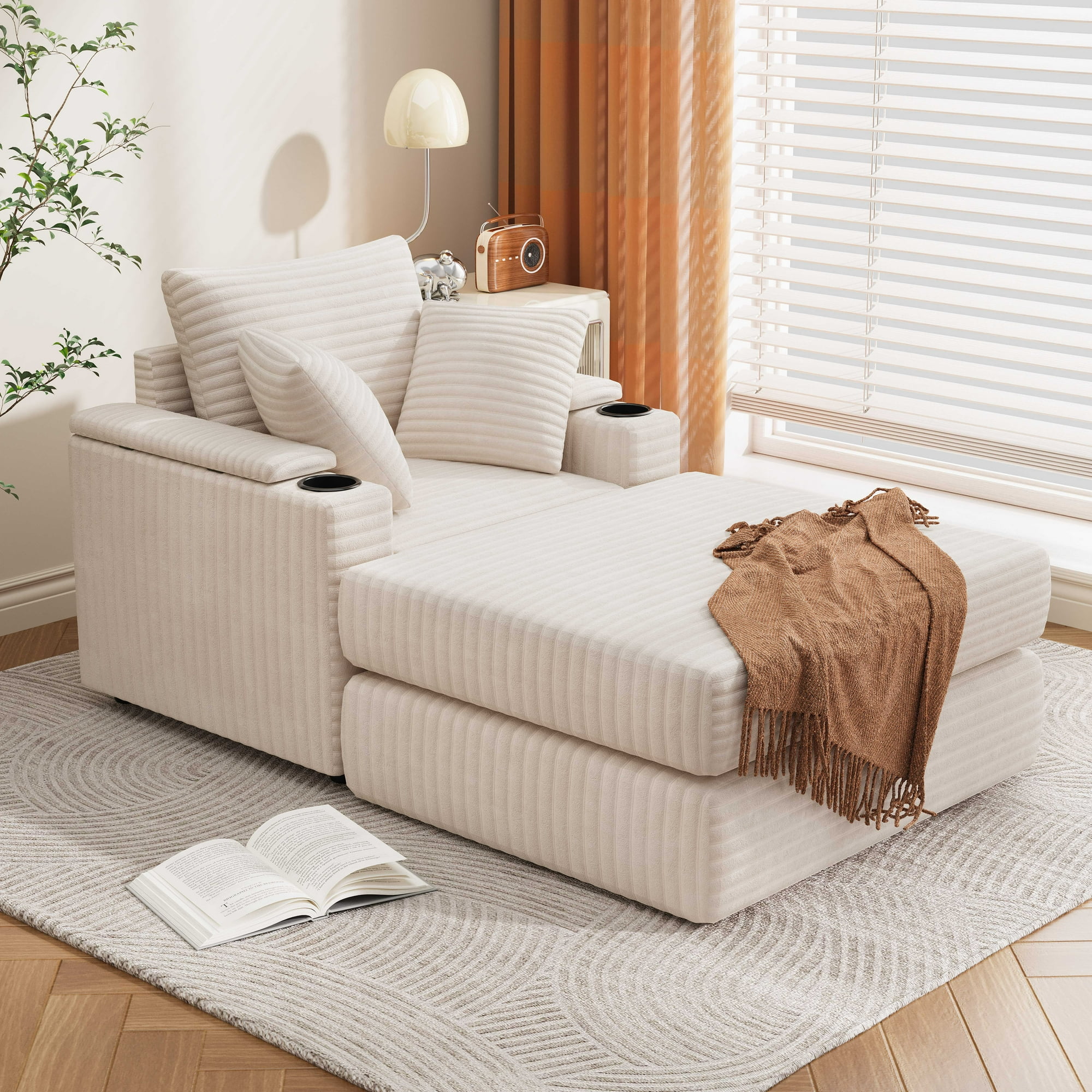 Click here for Aecojoy Oversized Chaise Lounge Chair With Ottoman... prices