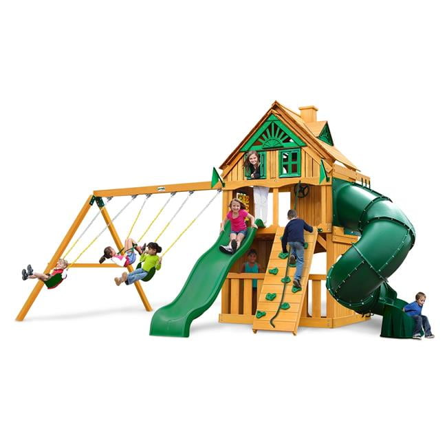 Mountaineer Clubhouse Treehouse Swing Set with Fort Add - On & Amber ...
