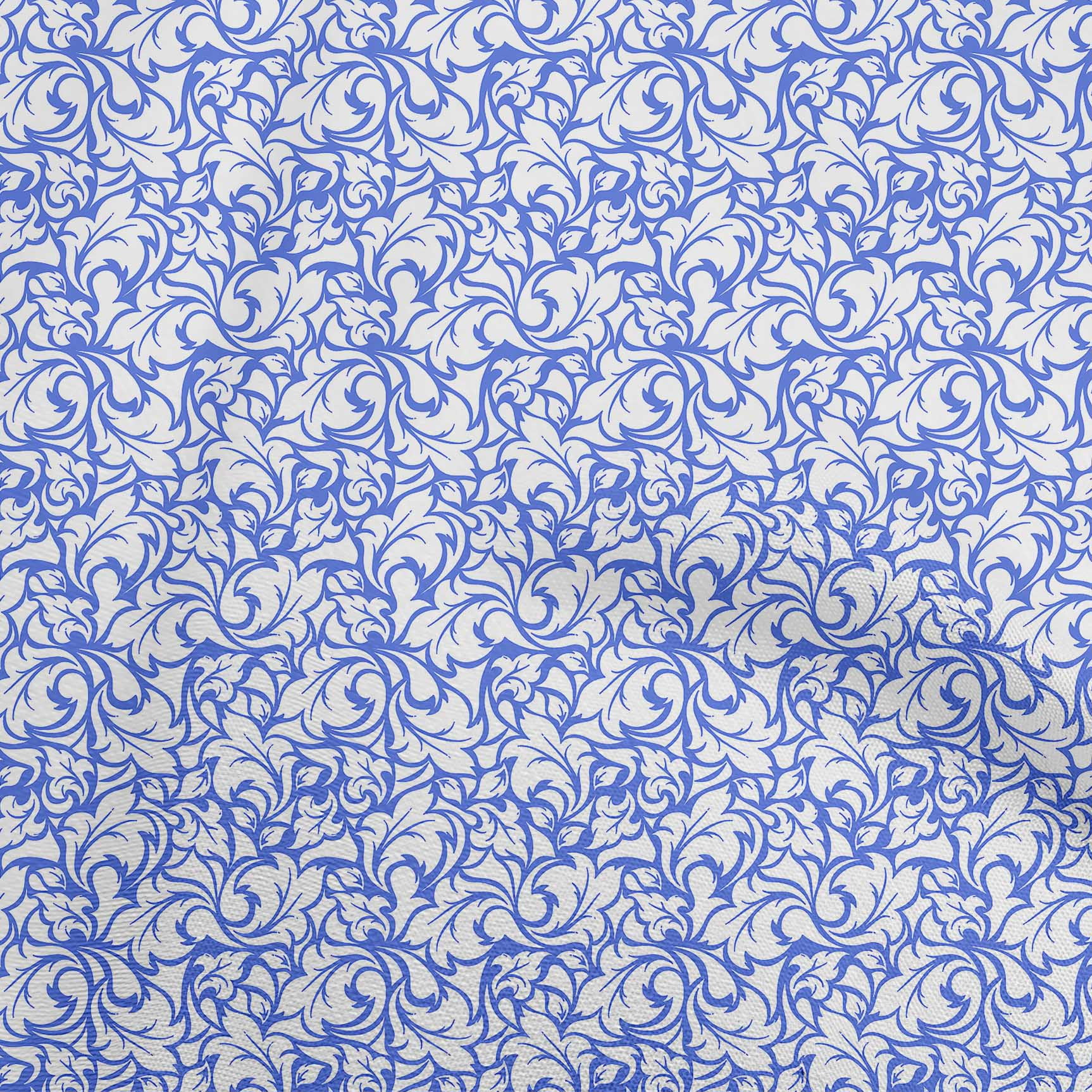 oneOone Velvet White & Blue Fabric Florals Quilting Supplies Print ...