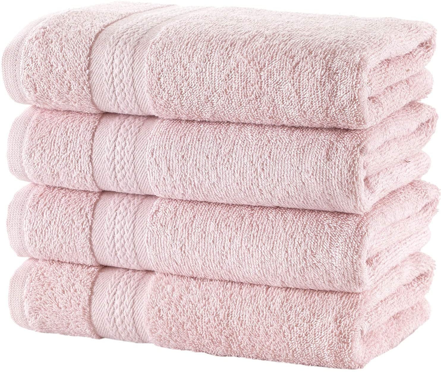 REGAL RUBY Quick-Dry 4 Pieces Pink Hand Towels Highly Absorbent 100% ...