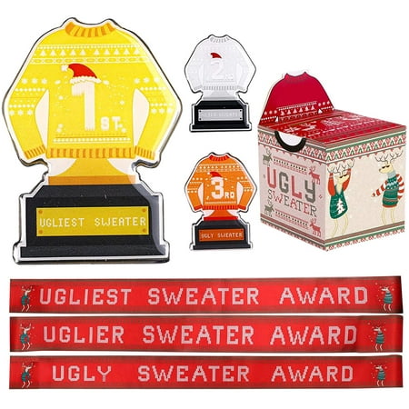 Ugly Sweater Contest Ballot Box and 60 Voting Cards, 3 Pieces Sweater ...