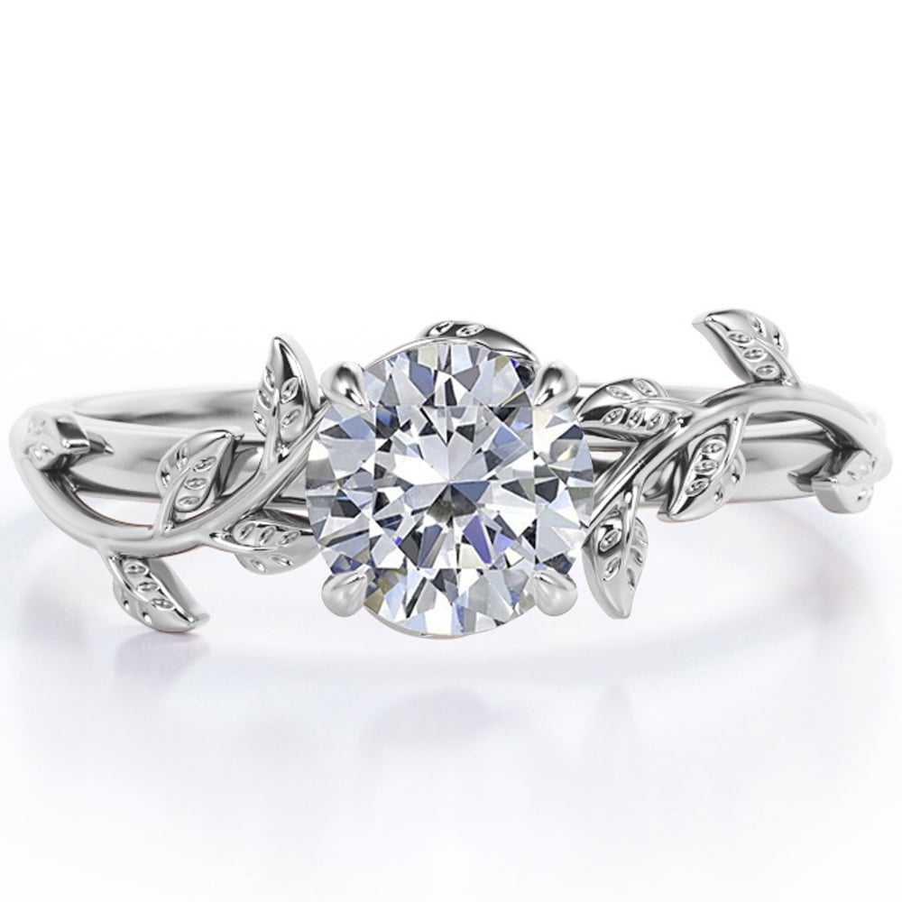 JeenMata 1 Carat Round Cut Moissanite Bohemian Engagement Ring ...