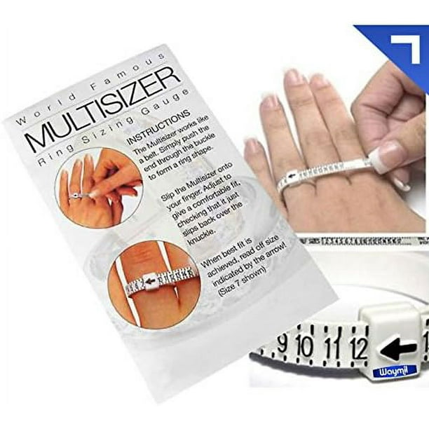 MULTISIZER Adjustable Plastic Ring Finger Gauge Jewelry Wedding Sizer Tool