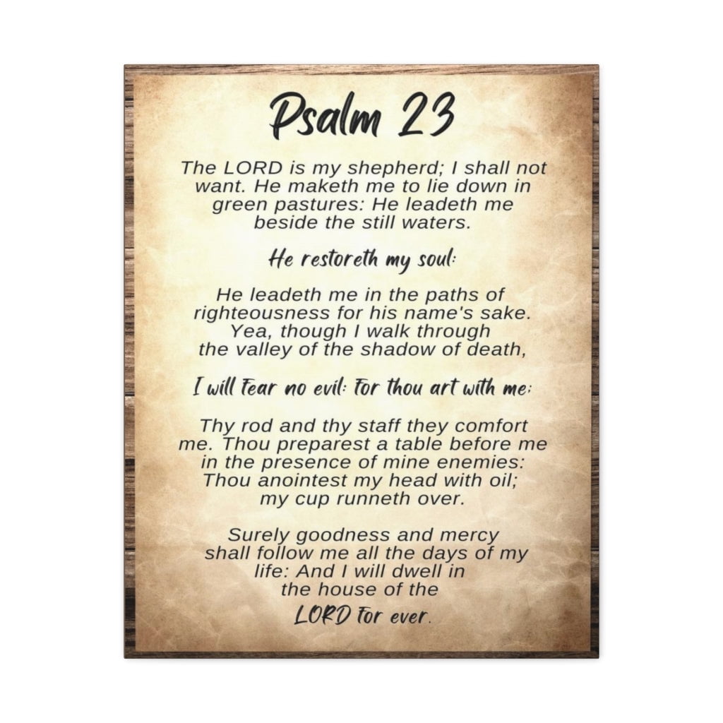 Scripture Walls Psalm 23 Brown Wood Bible Verse Canvas Christian Wall ...
