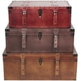 DecMode Rustic Wood Stacked Style Storage Trunk, Set of 3 32", 29", 26 ...