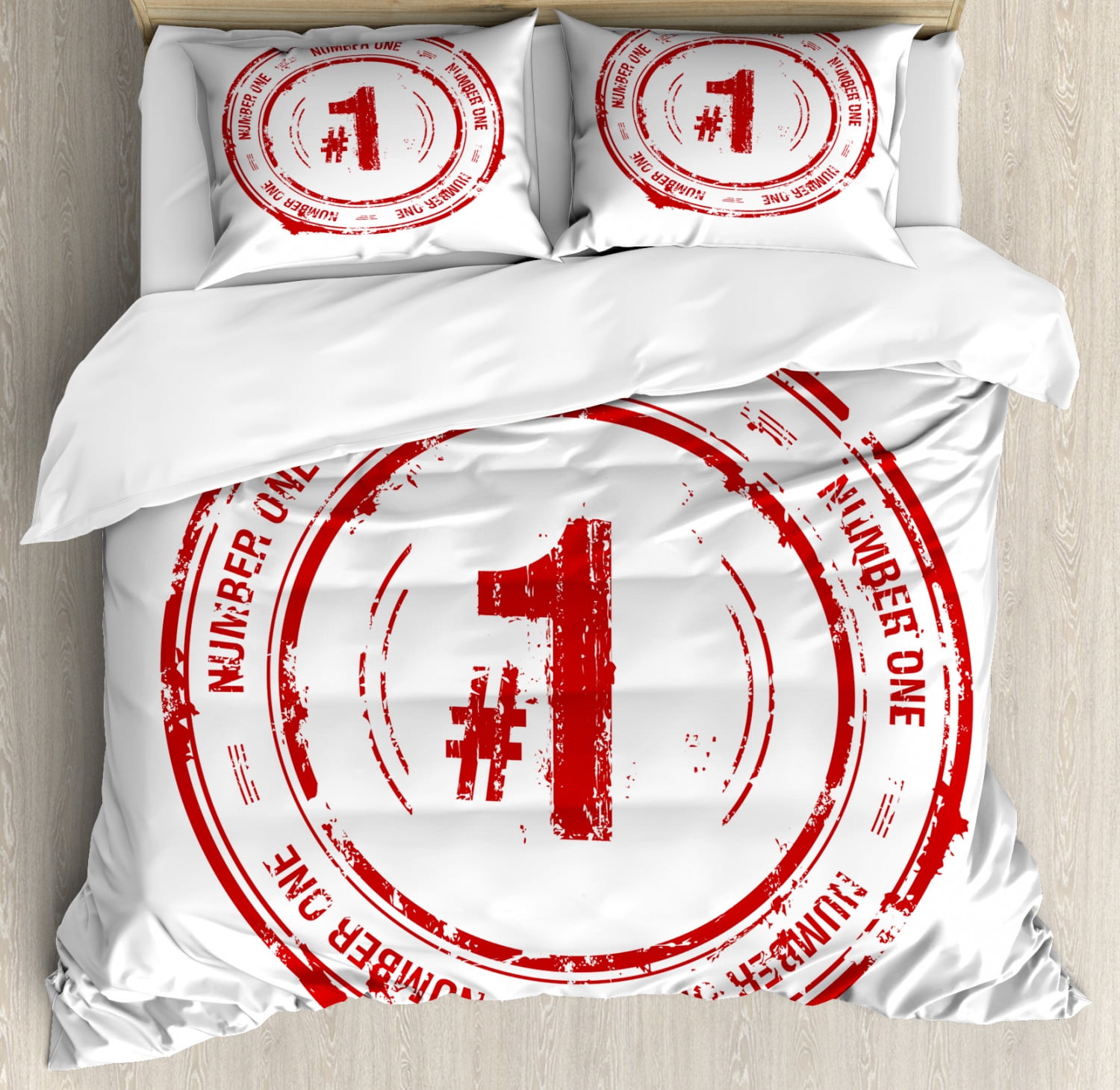 Number King Size Duvet Cover Set, Number One Old Fashioned Grunge Stamp ...