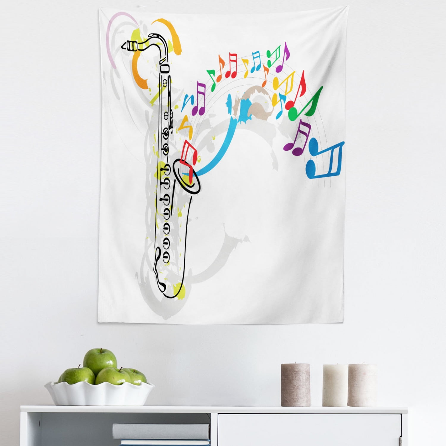 Jazz Tapestry, Celebration Festival Theme Colorful Art with Music Notes ...