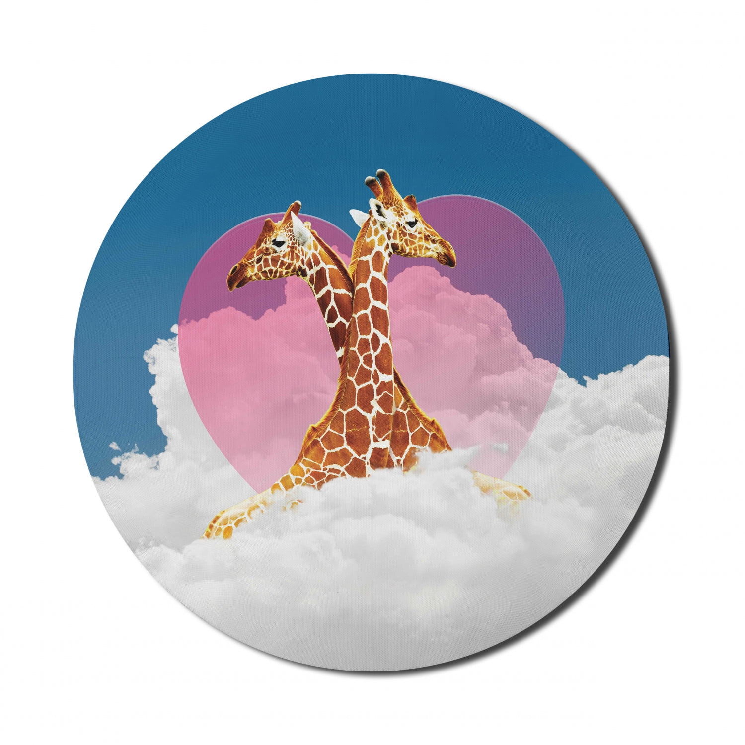 Animal Mouse Pad for Computers, Cuddly Giraffes Living on Fluffy Clouds ...
