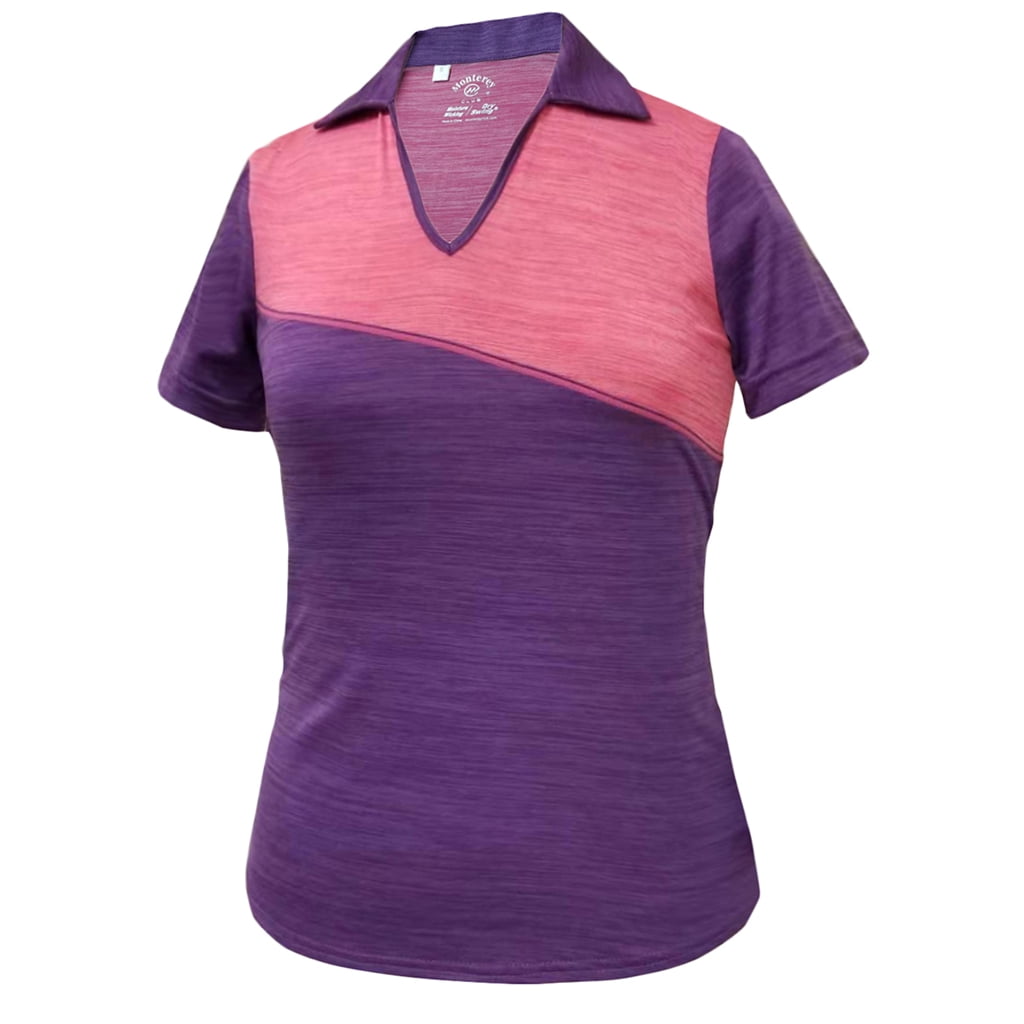 Monterey Club Women's Melange Flash Colorblock Golf Polo Shirt #2476 ...