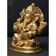 5" Chaturbhuja Lord Ganapati Brass Statue - Four-Armed Ganesha ...