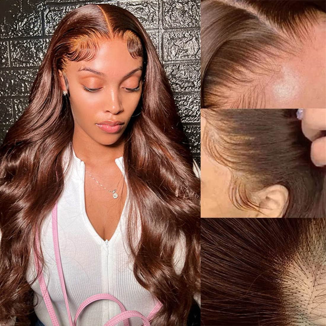 Chocolate Brown Lace Front Wig Transparent 13x4 Body Wave Front Human ...