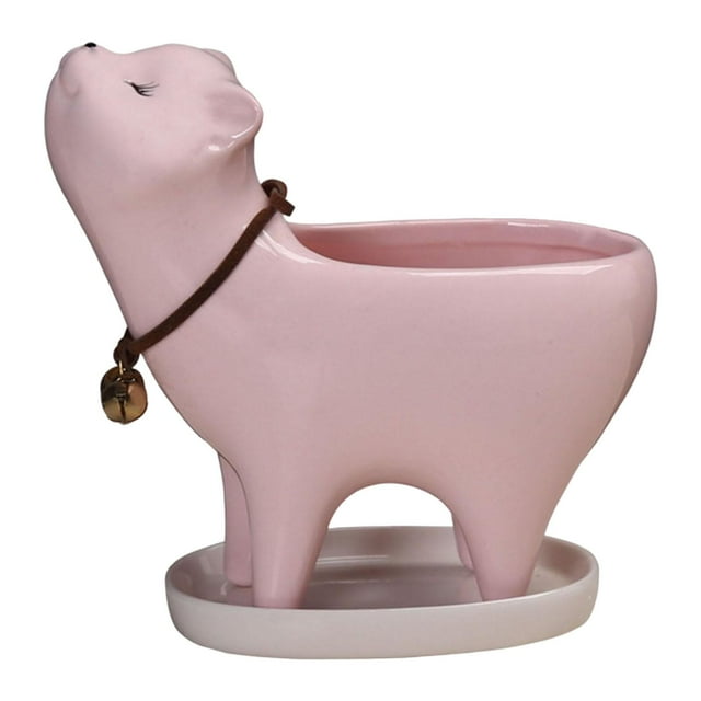 jinwen Cute Cat Tail Planter Pots, with Drainage Hole Flowerpot Cactus ...