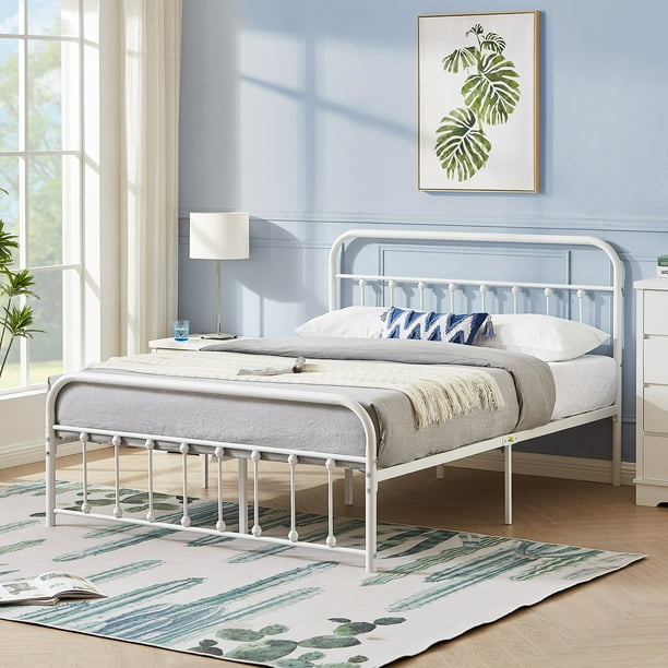 VECELO Full Size Metal Platform Bed Frame with Headboard and Footboard ...
