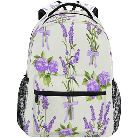 Lavender Purple Flower Watercolor Backpacks Travel Laptop Daypack ...