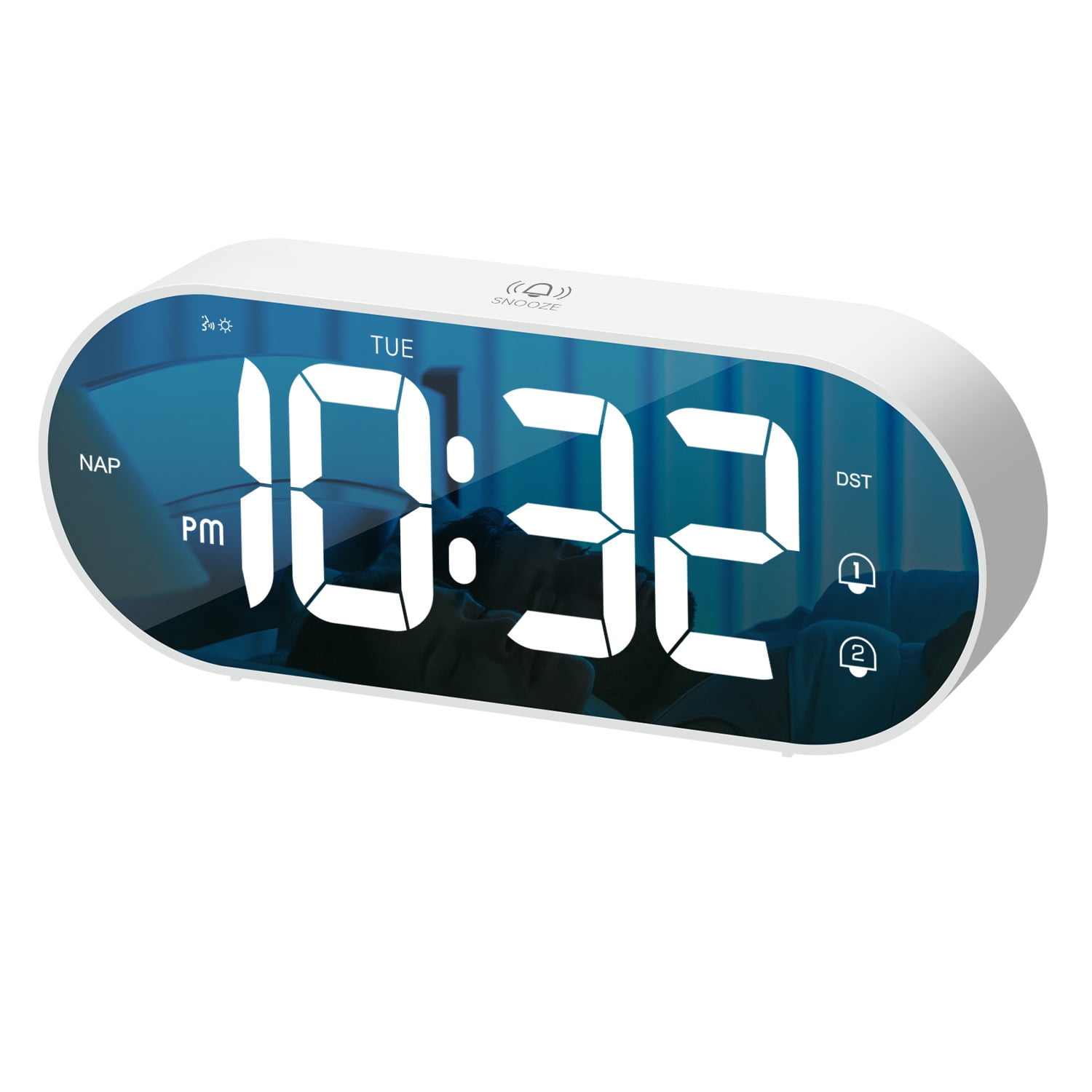 LED Music Alarm Clock Temperature Humidity Voice Control On Table Clock ...
