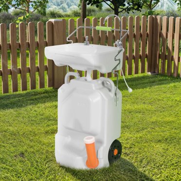 Costway 5 Gallon Mobile Hand Wash Station with Water Tank for Camping ...