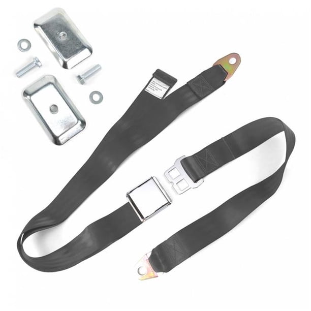 2 Point Charcoal Airplane Buckle Lap Seat Belt with Flat Plate Hardware ...
