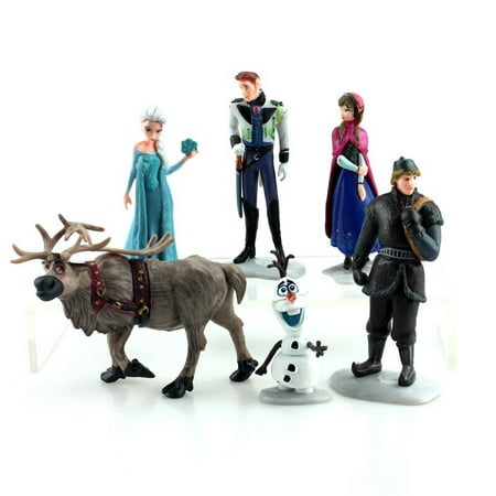 Disney 6pcs/Lot Frozen Princess Anna Elsa Action Figures Kristoff Sven ...