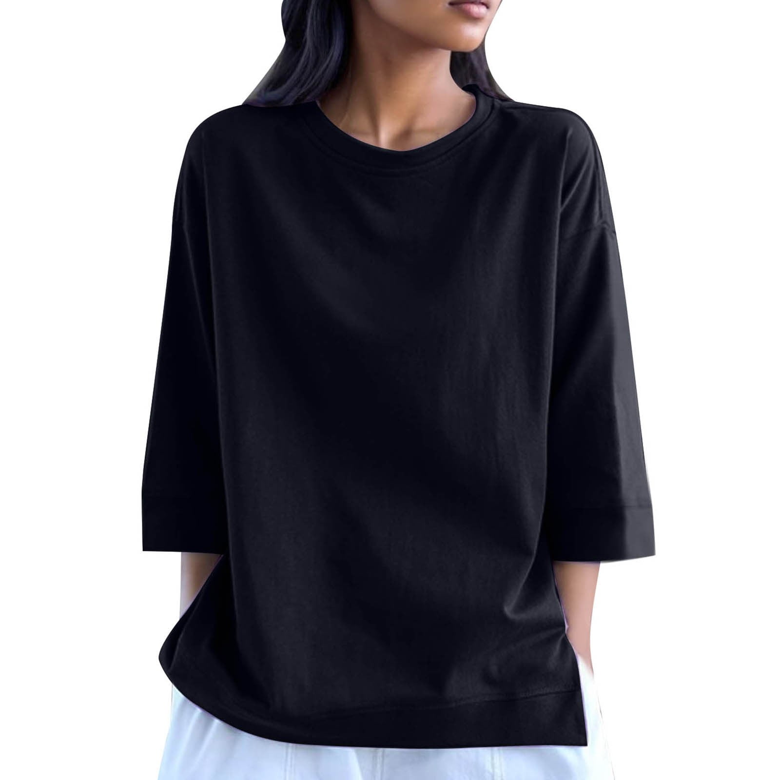 Click here for Timegard 3/4 Sleeve Tops For Women Round Neck Soli... prices