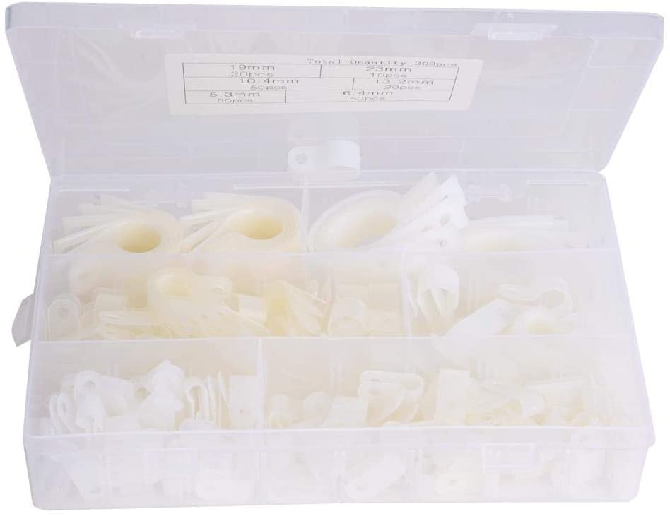 200pcs P-Type Wire Clip Nylon Plastic P Clips Cable Clamp Fasteners for ...