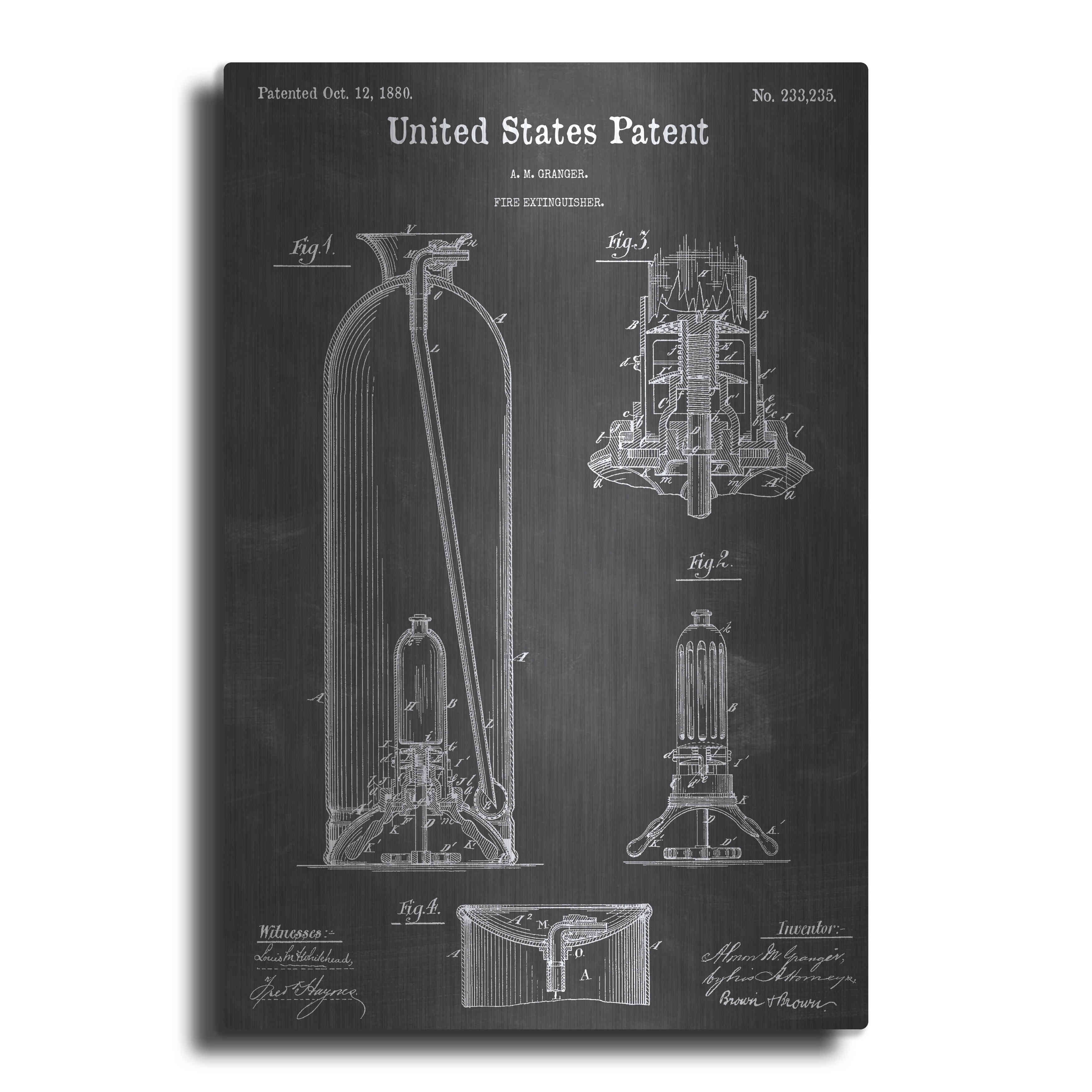 Luxe Metal Art 'Fire Extinguisher Vintage Patent Blueprint' by Epic ...