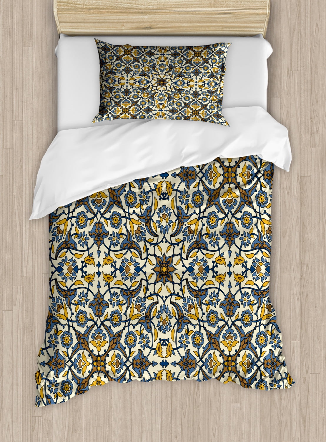 Turkish Pattern Duvet Cover Set Twin Size, Stylized Flowers in ...