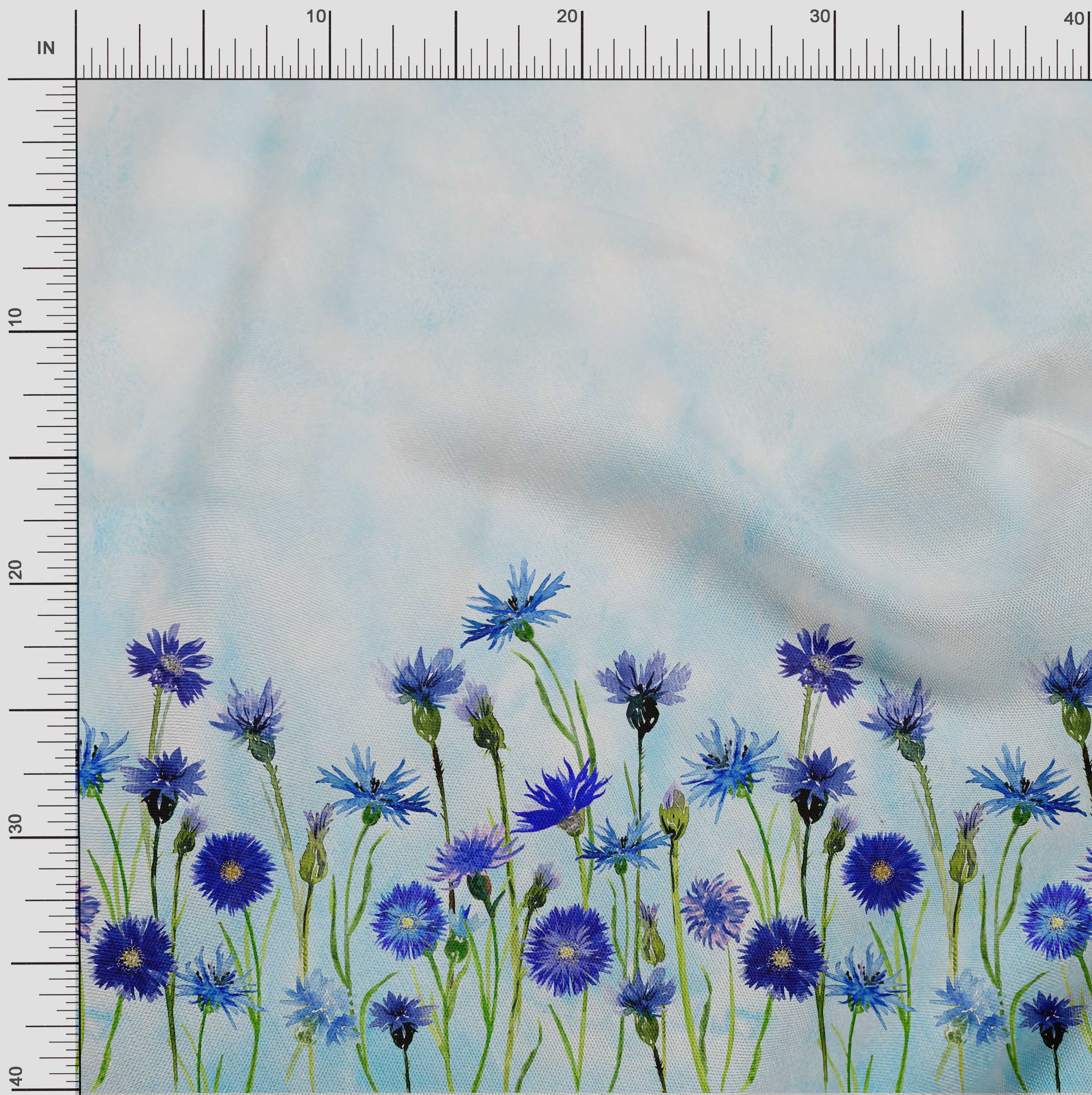 oneOone Organic Cotton Voile Fabric Leaves & Flower Panel Print Fabric ...