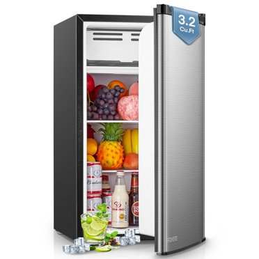 WANAI Compact 3.2 Cu ft Single Door Mini Fridge, Silvery - Small ...